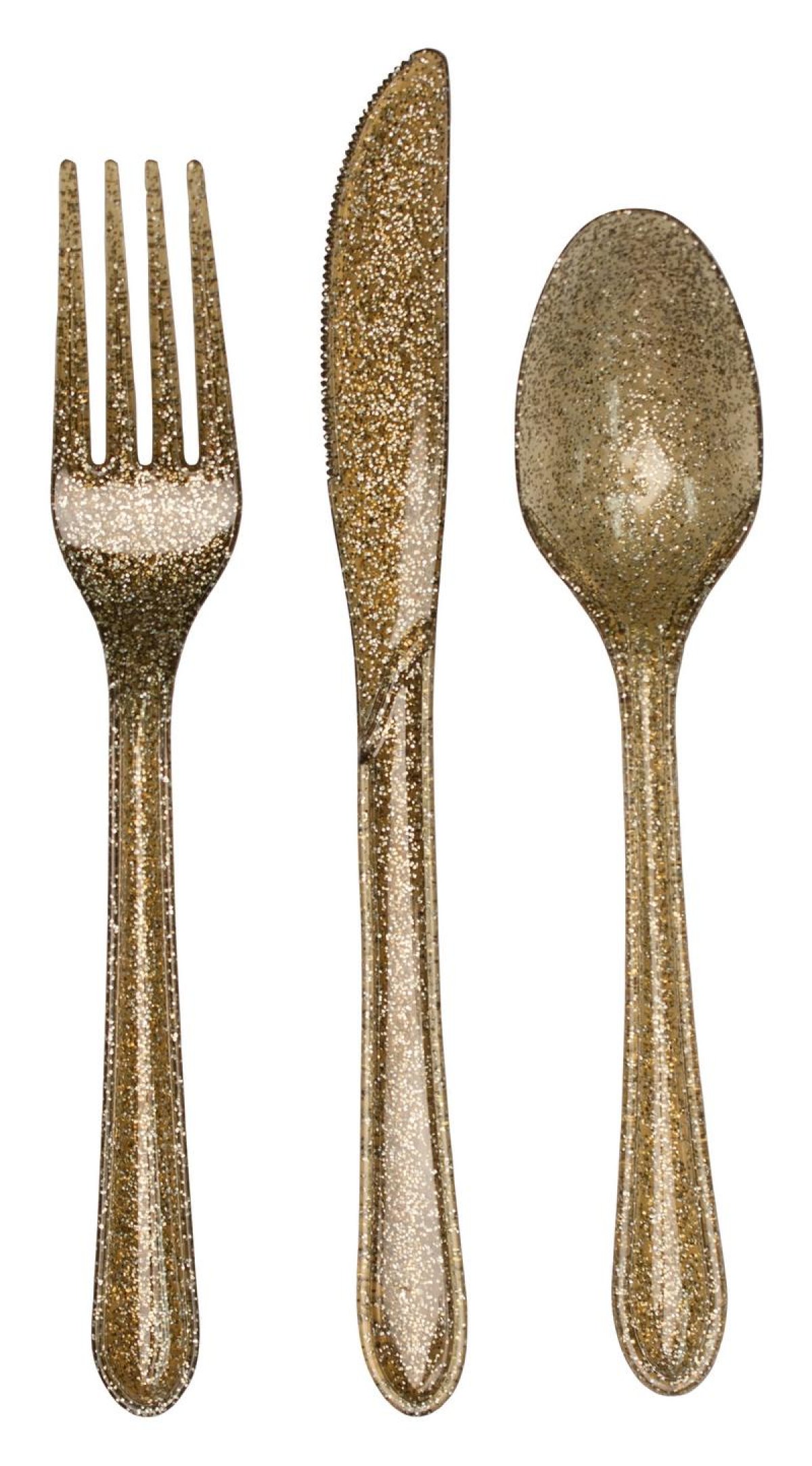 Köp Guld Glitter Plast Bestick Här - Snabb Leverans - Temashop.se