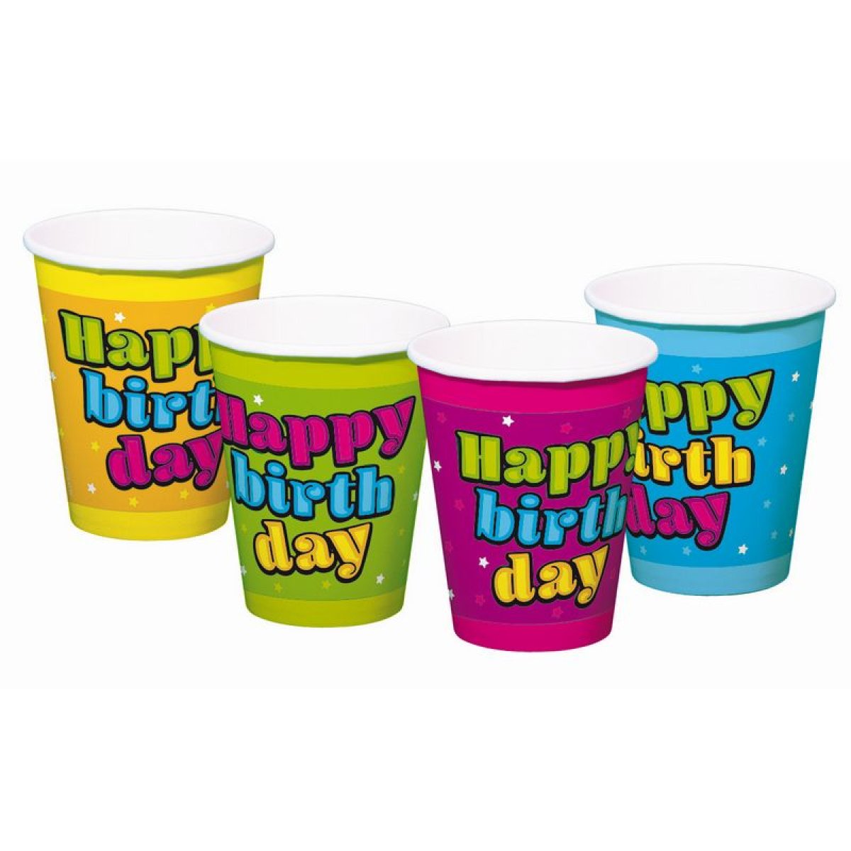 Köp Happy Birthday Pappmuggar Neon Här - Snabb Leverans - Temashop.se